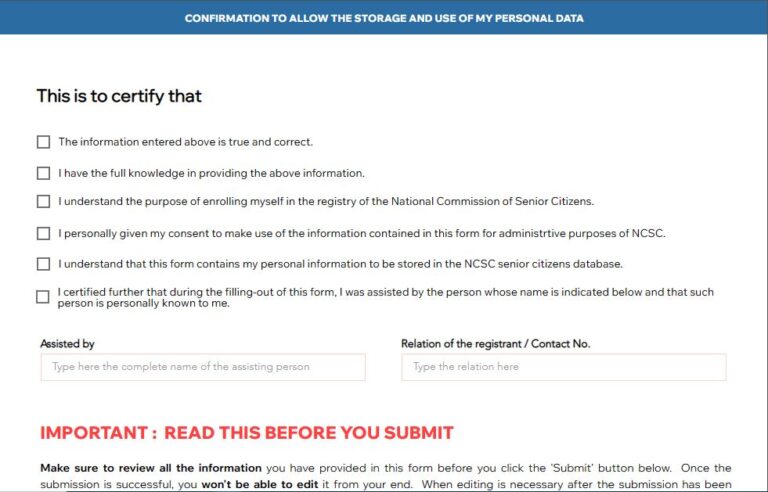 NCSC Online: How to Register National Commission of Senior Citizens ...